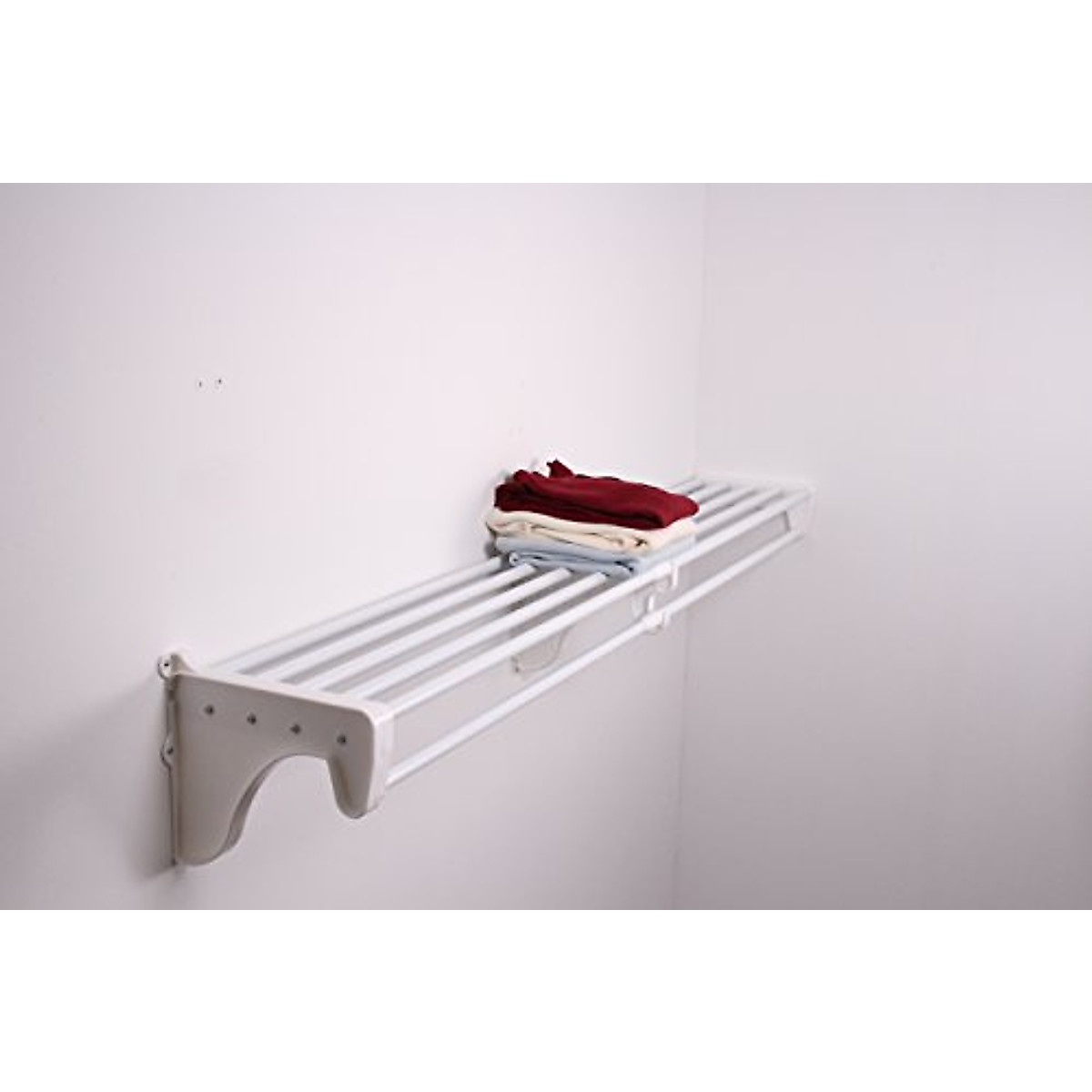 EZ Shelf DIY Expandable Closet Shelf and Rod - 29” - 49” -White- Mounts to 1 Sidewall and Backwall