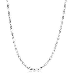 KoolJewelry Sterling Silver Polished Paperclip Chain Necklace for Men and Women (2.3 mm, 36 inch)