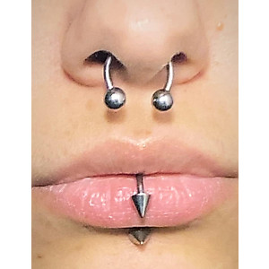 Ocptiy 6G 8G 12G 14G 16G Ear Earrings Gauges Septum Plugs Tunnels Stretching Kit Surgical Stainless Steel Horseshoe Eyebrow Lip Belly Nipple Ring Cartilage Helix Tragus Earrings Piercing Kit