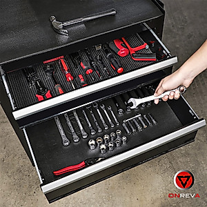 ONREVA Tool Box Liner 30 inch wide x 22 ft Large, Thick Heavy Duty Toolbox Drawer Liners, Rolling Tool Chest Liner Foam, Shelf Rubber Mat, Non-slip Organizer Liner for Cabinet, Workbench