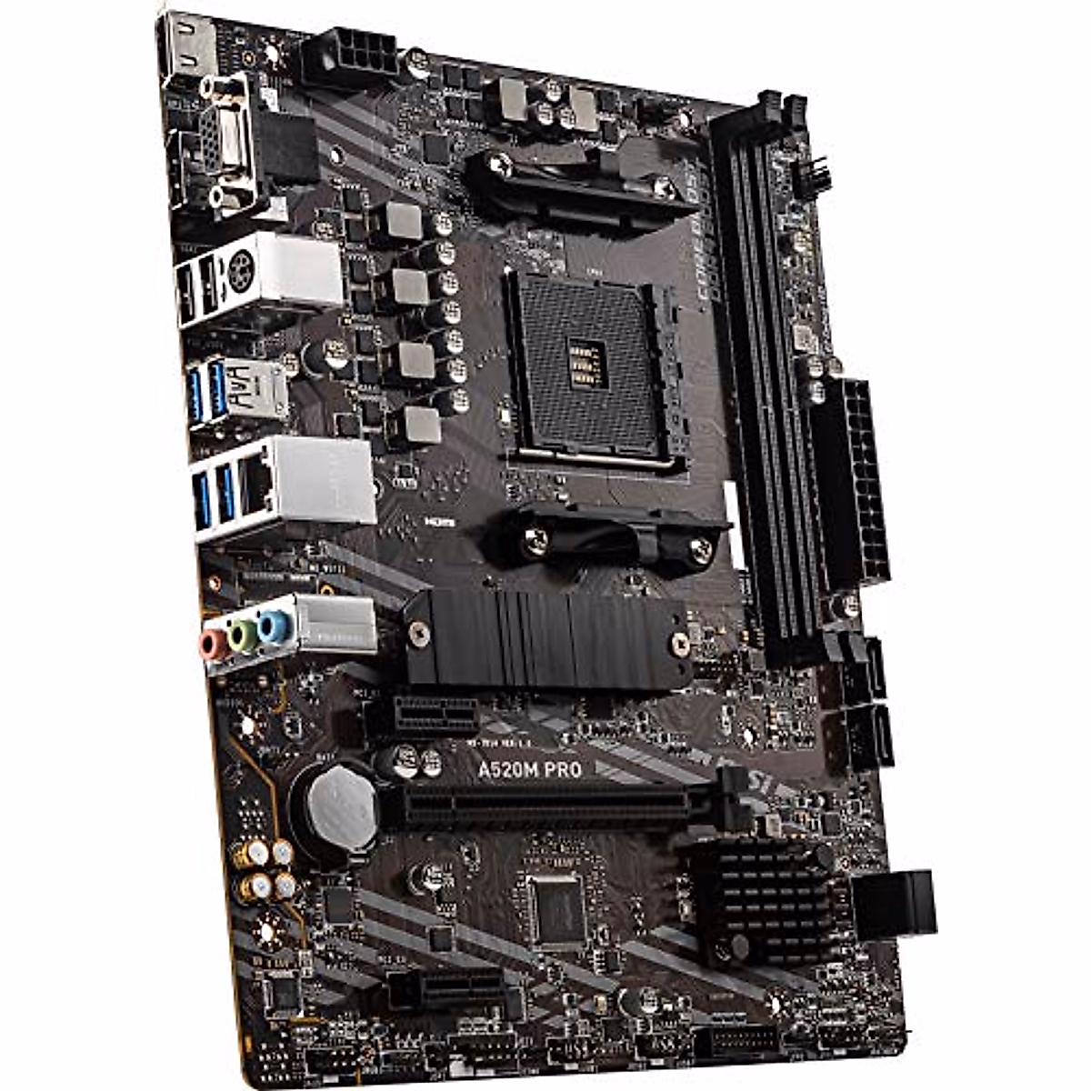 MSI A520M PRO Gaming Motherboard (AMD AM4, DDR4, PCIe 4.0, SATA 6Gb/s, Dual M.2, USB 3.2 Gen 1, HDMI/DP, Micro-ATX)