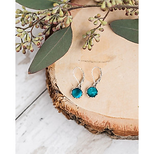 Bottled Up Designs Handmade Vintage White Leverback Botanicals Earrings, Sterling Silver, Eco Friendly, Made in USA, Birthday Gifts, Mothers Day, Women, Anniversary (Mason Jar (Aqua))