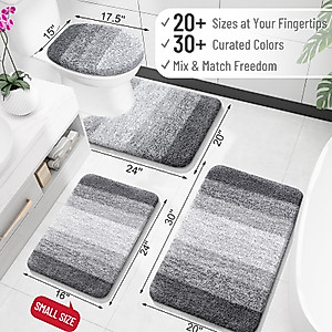 OLANLY Luxury Bathroom Rug Mat, Extra Soft and Absorbent Microfiber Bath Rugs, Non-Slip Plush Shaggy Bath Carpet, Machine Wash Dry, Bath Mats for Bathroom Floor, Tub and Shower, 16x24, Grey