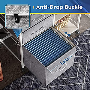 DEVAISE 3 Drawer Mobile File Cabinet, Rolling Printer Stand with Open Storage Shelf, Fabric Lateral Filing Cabinet fits A4 or Letter Size for Home Office, Light Grey