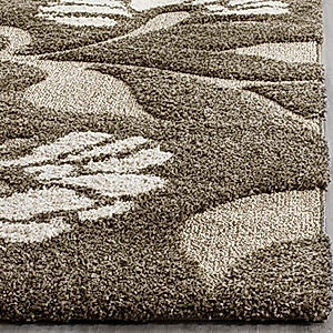 SAFAVIEH Florida Shag Collection 5'3" x 7'6" Smoke / Beige SG459 Floral Non-Shedding Living Room Bedroom Dining Room Entryway Plush 1.2-inch Thick Area Rug