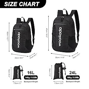 WOOMADA 16L Ultra Lightweight Packable Water Resistant Travel Hiking Backpack Daypack Handy Foldable Camping Outdoor Backpack