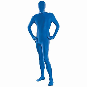 Full Body Stretchable Spandex Blue Party Suit - Adult Large (Up to 5'10"), 1 Piece - Plain Design for Halloween, Cosplay, and Themed Parties