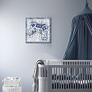 ZHAOSHOP Gaming Decor for Boys Room - Blue and White Canvas Wall Art for Bedroom - Gamer Wall Decor Ready to Hang 14" x 14"