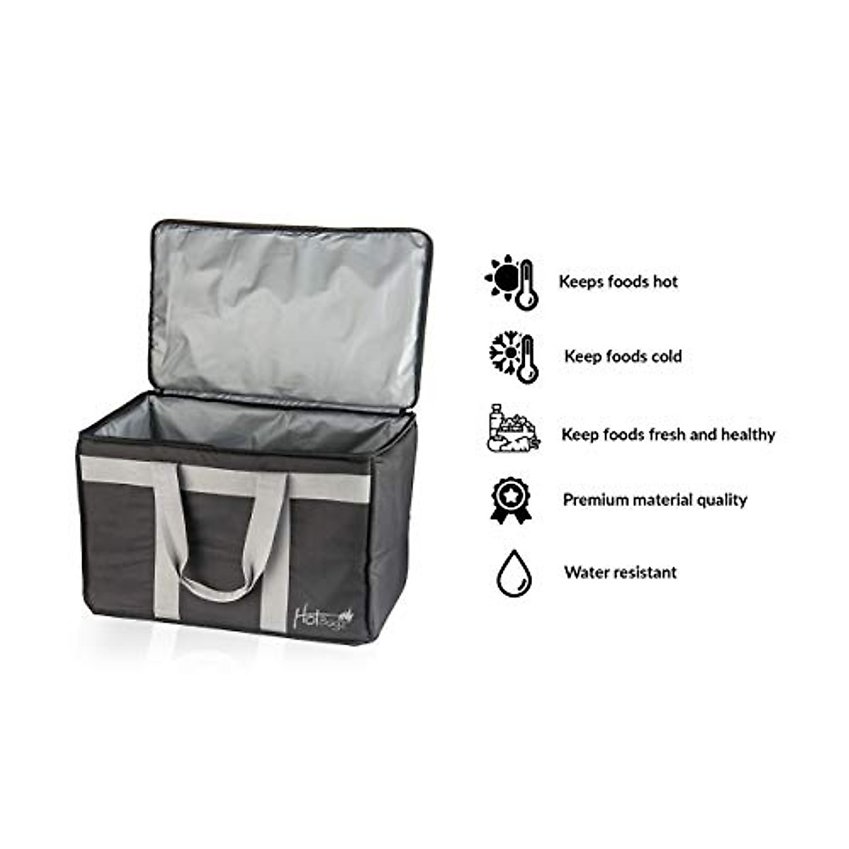 Insulated Food Delivery Bag - Professional Hot/Cold Thermal Carrier - Lightweight & Portable, For Catering, Restaurants, Delivery Drivers, Uber Eats, Grubhub, Postmates, etc..