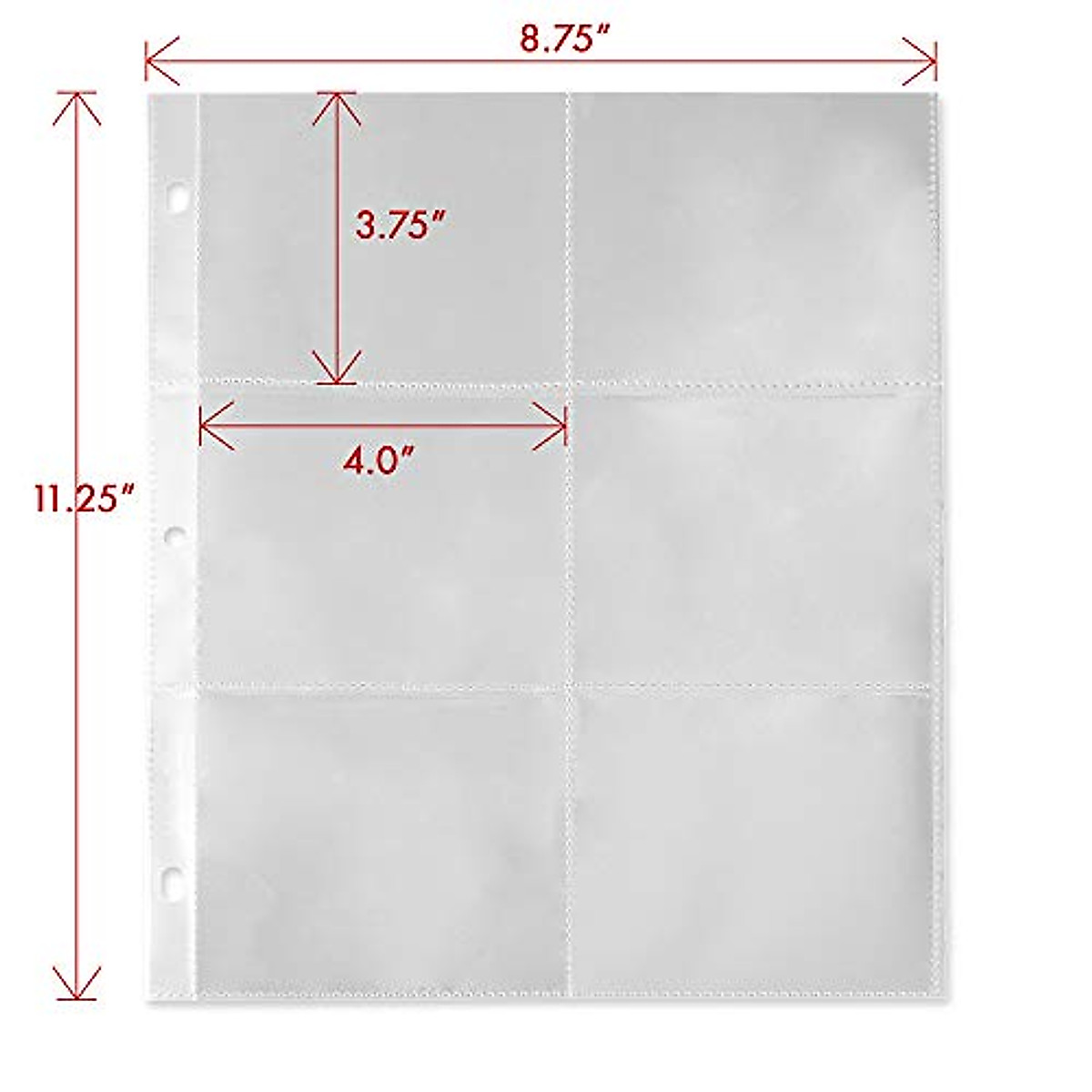 Zentangle Tiles Storage Pages for 3.5"x3.5" Zentangle Artist Tiles - 6 Pocket Top Loading for 3-Ring Binders / 20 Pages per Pack/Holds 240 Zentangle Tiles