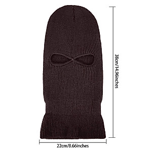 Blulu 3 Pieces Knit Full Face Cover Winter Balaclava Face Covering Thermal Ski Cover for Adult(Black, Medium)