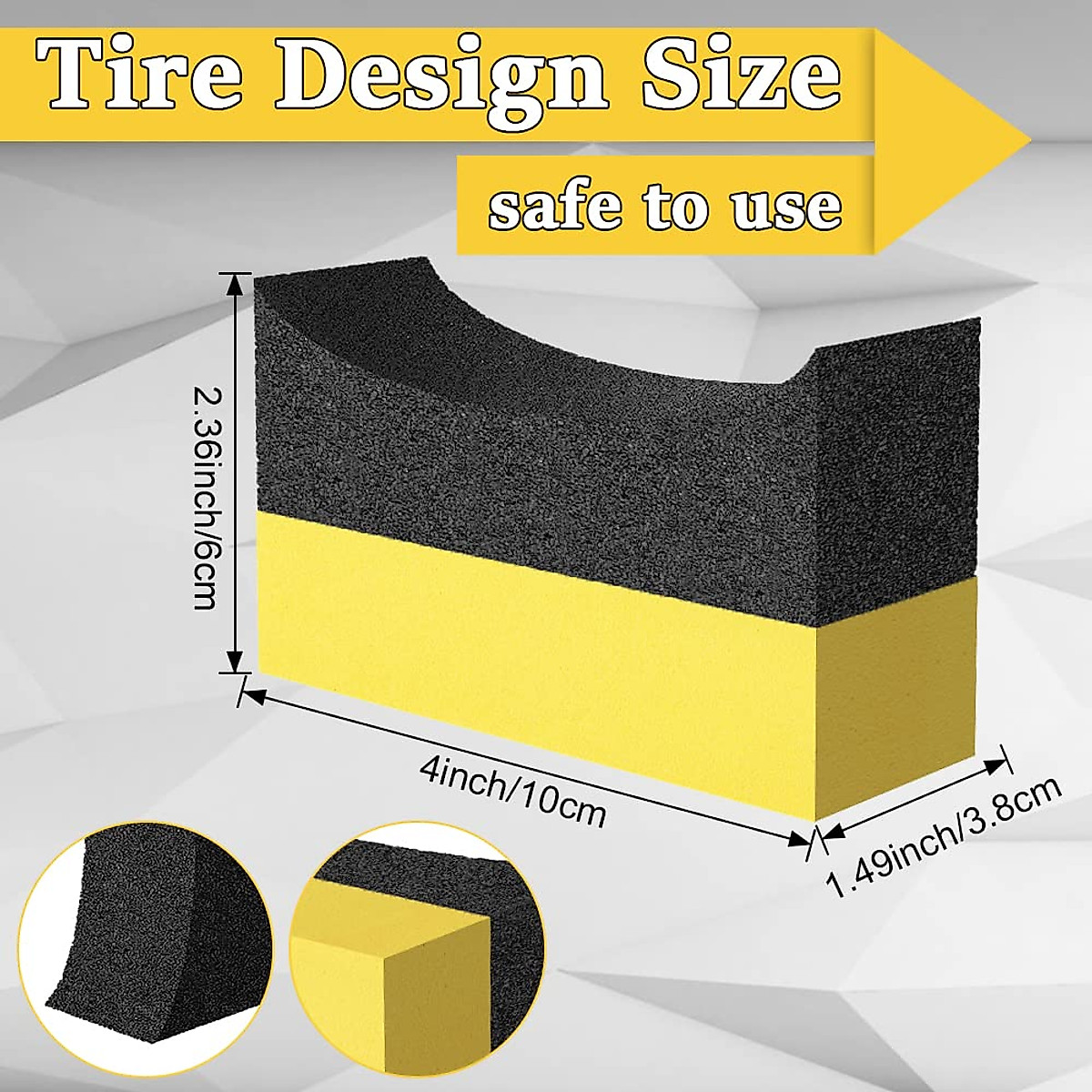 Tire Applicator Dressing Shine Sponge - Tire Pads Color Polishing Sponge Wax Duty Scrubber Sponge with Double Wide Curved Foam Pad for Car Glass, Painted Steel, Porcelain
