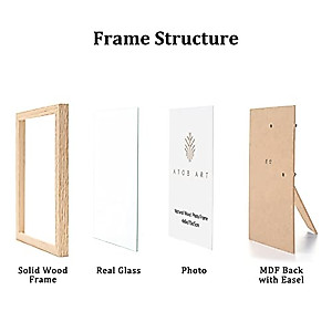 ATOBART 4x6 Picture Frame Set of 6, Made of Solid OAK Wood with Real Glass Front,4x6 Natural Wood Photo Frame for Wall Mount or Table Top Display
