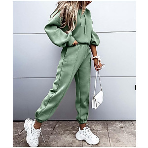 KYLASIEN Women Long SleeveFleece Tracksuit 2022 Winter Casual Hood Sweatshirt Jogger Pant 2 Piece Outfit Loose Fitting Fashion Workout Athletic Loungewear Sets Hoodies