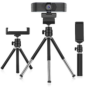 MamaWin Lightweight Mini Webcam Tripod for Smartphone, Logitech Webcam C920 C922 Small Camera Desk Tripod Mount Cell Phone Holder Table Stand (Black)