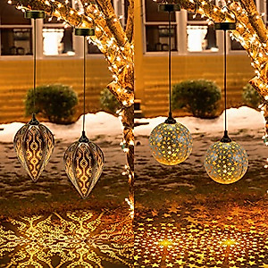 4 Pack Solar Garden Decor Hanging Lanterns Outdoor Waterproof