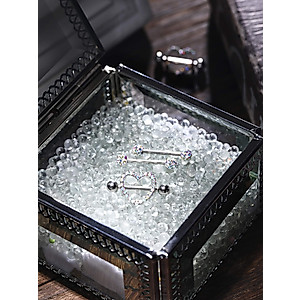 JOVITEC 2 Pairs Stainless Steel Nipple Ring CZ Barbell Rhinestone Nipple Studs for Nipple Tougue Body Piercing, 14 G (AB clolor)