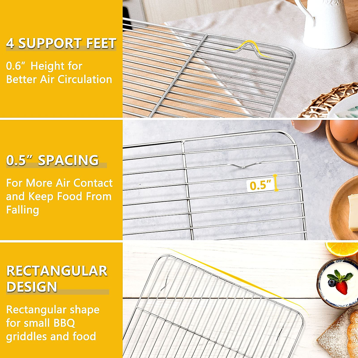 Leonyo 13" Rectangular Basting Cover with 11"x 9" Cooling Rack, Cheese Melting Dome & Wire Rack for Baking, Griddle Accessories with Steam Dome Lids Baking Racks for Oven, BBQ Flat Top Grill Cooking