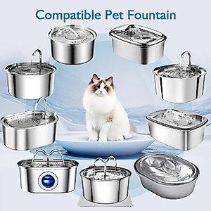 16 Pcs Cat Water Fountain Filters, Cat Fountain Filter Replacement for 108oz/3.2L & 67oz/2L Stainless Steel Cat Water Fountain Automatic Pet Fountain, 3 Filtration System (8 Filters & 8 Sponges)