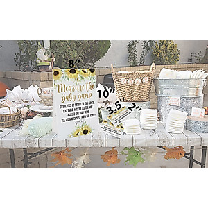 How Big is Mommys Belly Game, Measure Mommy's Belly Sign(Sign 8x10 Inch), Sunflower Theme Baby Shower Games, Baby Showers Decorations, 1 Standing Sign + 50 Guessing Cards(bump24)