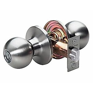 Master Lock BAO0115 Keyed Ball Door Knob with Lock, Satin Nickel