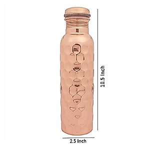 Pure Copper yoga Handmade Diamond Hammered Design Leak Proof Bottle 1000 ML diamond hammered design Copper Bottle Outside Lacquer Coated, inside polish Health Benefit Leak Proof 1000 ml copper bottle.