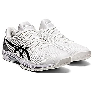 ASICS Men's Solution Speed FlyteFoam 2 Tennis Shoes, 10.5, White/Black