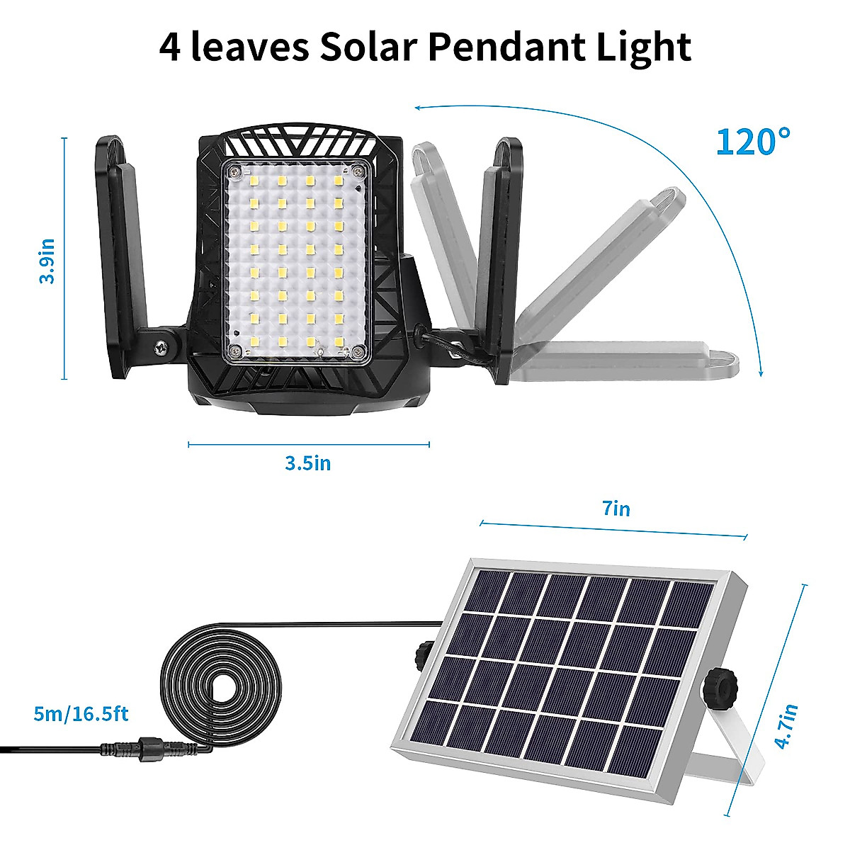 Yomisga Solar Powered Outdoor Shed Light 176LED Solar Pendant Lights with Remote, Motion & 5 Lighting Modes Waterproof Daytime Available Solar Indoor Lamp for Gazebo Garage Shop Barn Home House
