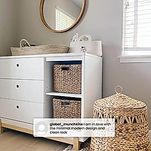 Delta Children Poppy 3 Drawer Dresser with Cubbies, Midnight Grey/Natural