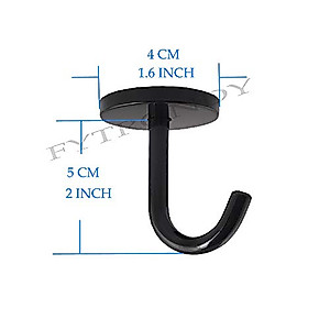 FYTRONDY Black Edition Stainless Steel Screws Mount Ceiling Hooks, Coat Hanger (2 INCH , 4 Pack)