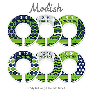 Modish Labels Baby Clothes Size Dividers, Baby Closet Organizers, Size Dividers, Baby Closet Organizers, Closet Dividers, Clothes Organizer, Boy, Woodland, Alligator, Navy, Green (Baby)