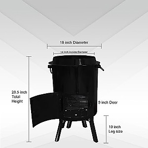 FEBTECH - Wood Fire Uzbek Kazan Oven for Making Plov Pilaf Lagman Shorpa,14-16 inch Diameter, Heavy Duty Steel Qazan Cauldron Duch Oven, Medium & Large Cauldran Capacity 8 L to 18 Ltrs