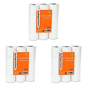 (36 Rolls) 2 1/4 x 150 ft White Adding Machine Tape Paper Rolls Premium One Ply Register Adding Machine/Calculator Paper Rolls Printing Calculator 10 Key