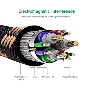 Dvi To Dvi Cable 40Ft,Nylon Braided DVI-D 24+1 Dual Link Male to Male Digital Video Cable Gold Plated with Ferrite Core Support 2560x1600 for Gaming, DVD, Laptop, HDTV and Projector (40 Ft/12M)