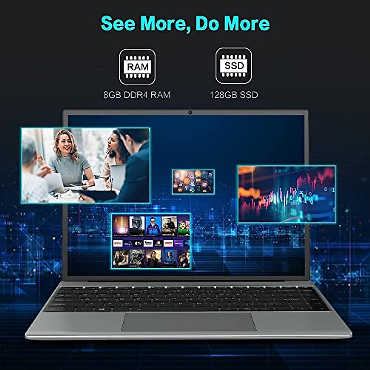 XOPPOX 13.5’’ Laptop Computer, Newest UHD 3000 x 2000 Clear Screen PC Laptops, Windows 10 Home with Intel Celeron N4020 Dual Core 8GB RAM 128GB SSD for Students School Office, Gray