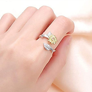 Ring Stuff Gift Fingertip Ring Spinning Ring My Sunshine Ring Sunflower Rings (Yellow, One Size)