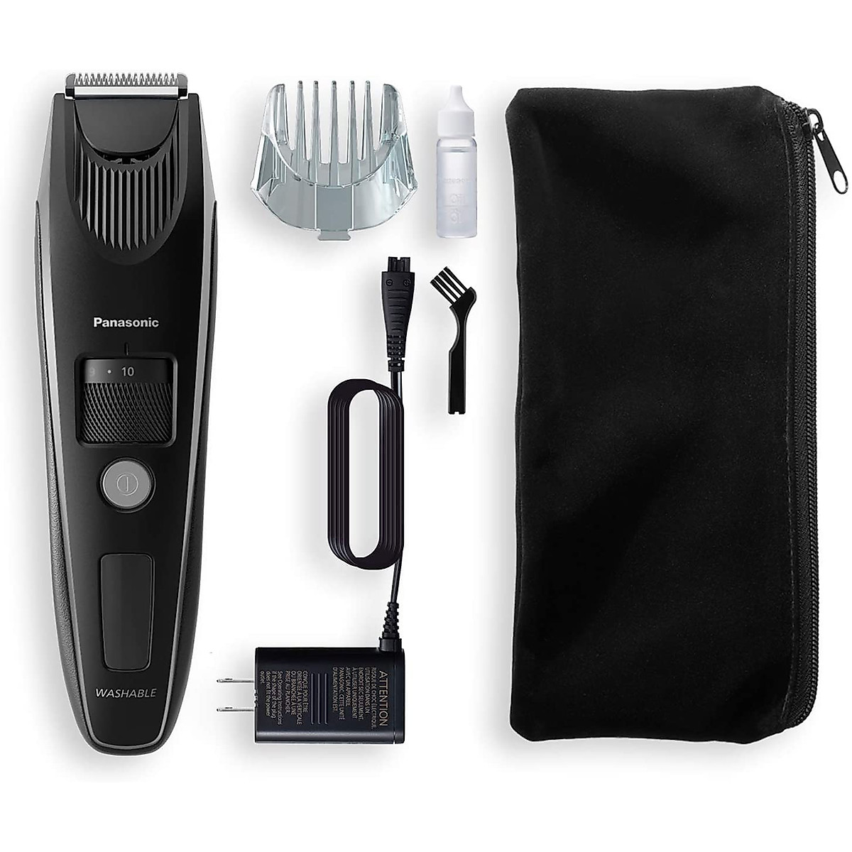 Panasonic Men's Precision Power Beard, Black - Mustache and Hair Trimmer, Cordless Precision Power, Hair Clipper with Comb Attachment and 19 Adjustable Settings, Washable