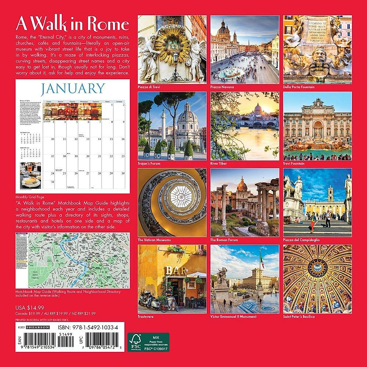 A Walk in Rome 2021 Wall Calendar