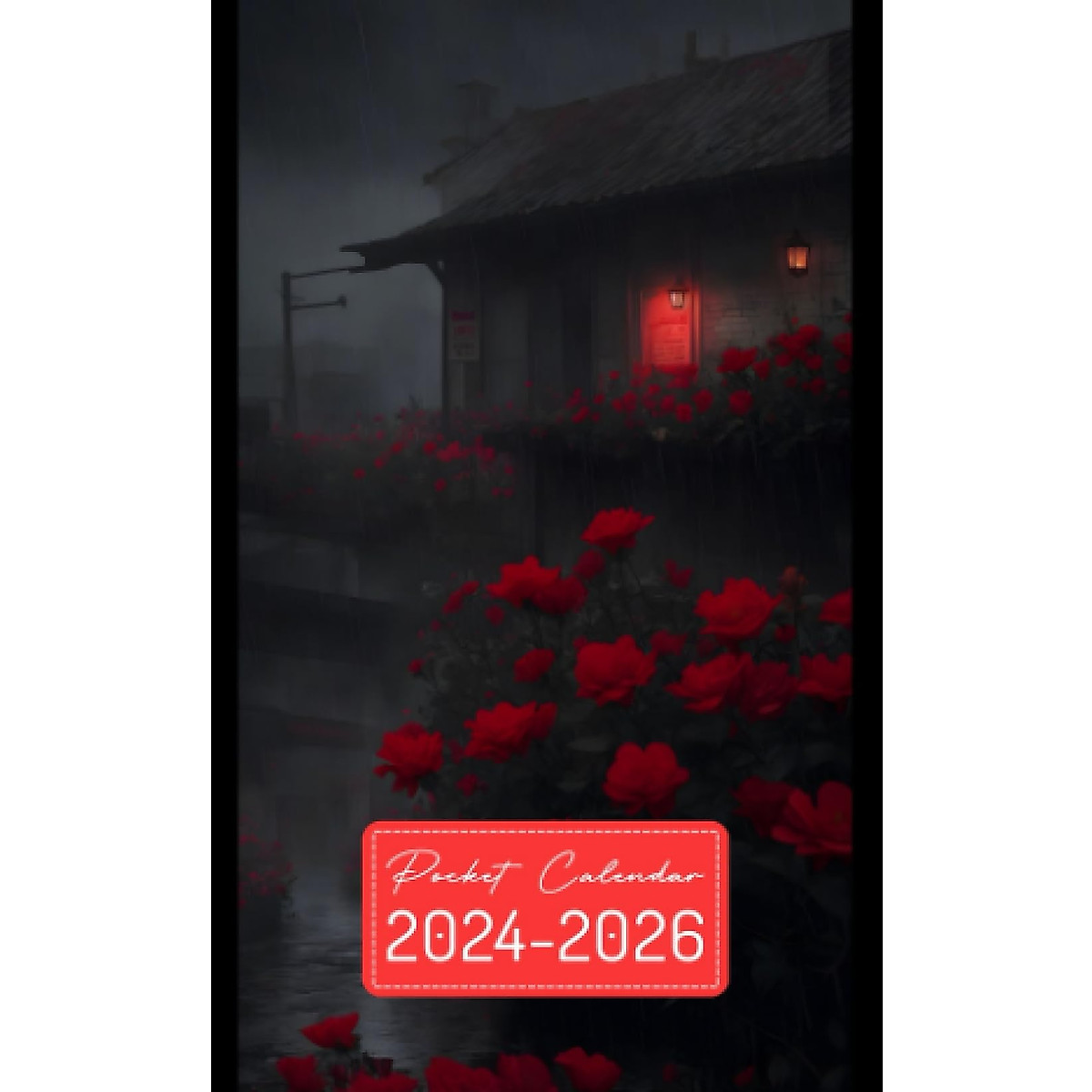 Pocket Calendar 2024-2026: Two-Year Monthly Planner for Purse , 36 Months from January 2024 to December 2026 | Death town | Dark colors | Red dead flowers