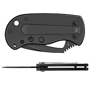 Off-Grid Knives - FAT BOY BLACKOUT Pocket Tank Manual Folding Utility Knife - Compact EDC, Razor Sharp Japanese AUS8 Steel, Deep Carry Clip, Safe Button Lock Release (Blackout)
