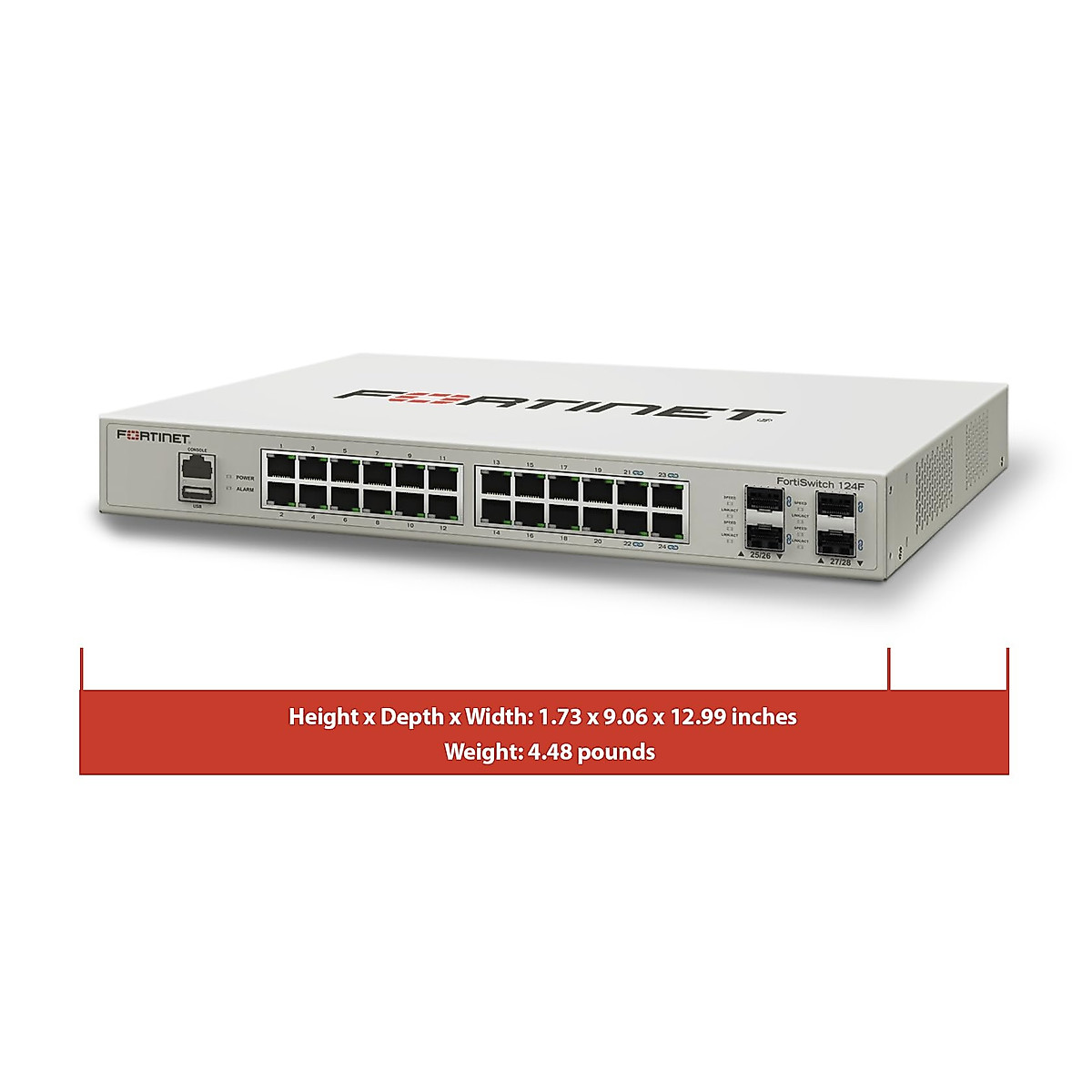 Fortinet FortiSwitch - 124F Performance L2 Switch - 24 GE, 4 SFP+, Fanless (FS-124F)
