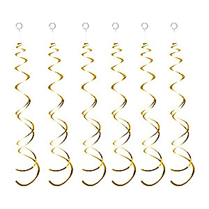 30 Pieces Gold Hanging Swirl Decorations Plastic Streamer Party Swirl Spiral Decorations for Ceiling, Wedding Baby Shower Birthday Party Supply