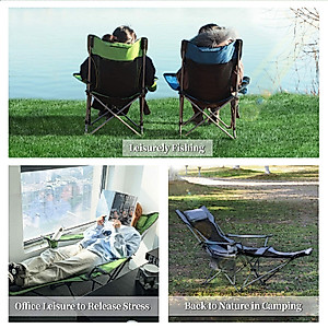 KEFOMOL Camping Lounge Chair, Portable Reclining Camping Chair, Folding Camping Chair with Footrest,Headrest & Storage Bag,Mesh Recliner with Backpack, 300lbs Weight Capacity (Gray)