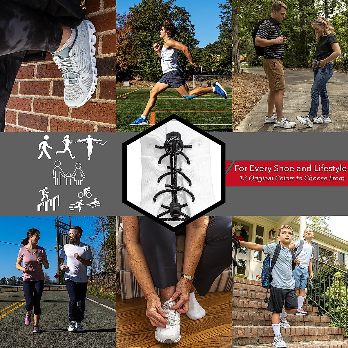 LOCK LACES (Elastic Shoelace and Fastening System) (Black)