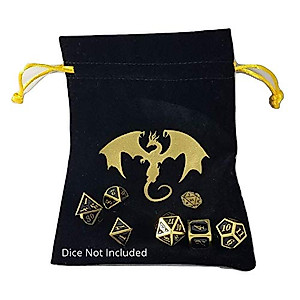 BD INNOVATION ELECTRONICS Black Dragon Velvet Drawstring Dice Bag with Gold Satin Interior