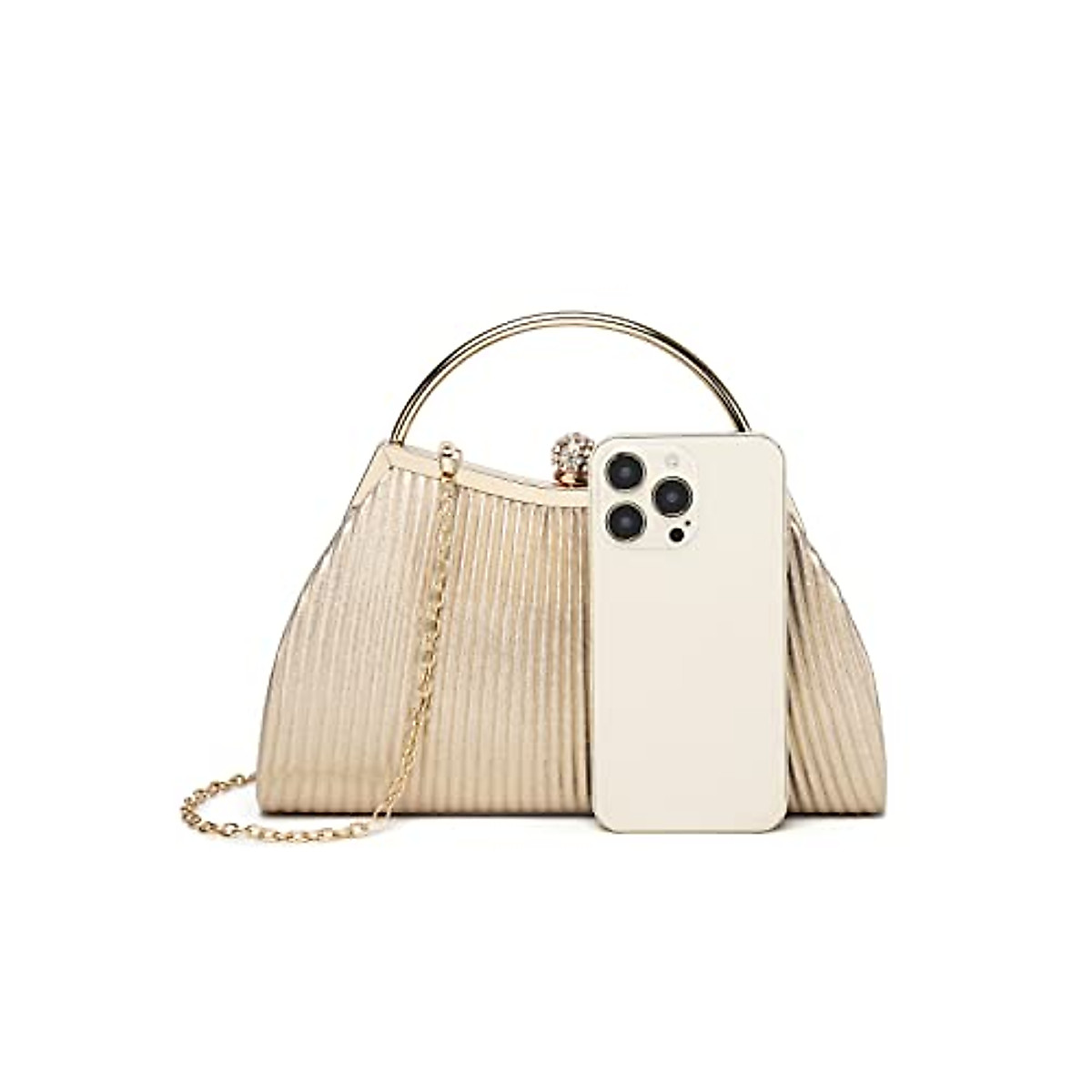 MUDUO Clutch Purses for Women Purses and Handbags Formal Wedding Party Prom Purse Money Bags (Champagne-MI)