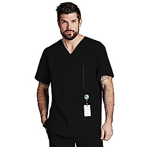 BARCO One 0115 Men's V-Neck Top (Black, Medium)