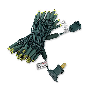 yongzhenlite UL Listed 50 Count 5MM Wide Angle Led Christmas Lights Set,Outdoor Mini Led String Lights for Garden Patio Trees Lighting Decorations,17 Feet Green Wire (Yellow Color)
