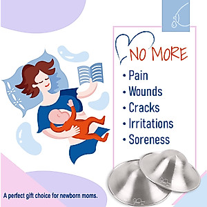 The Original Silver Nursing Cups - Nipple Shields for Nursing Newborn - Newborn Essentials Must Haves - Nipple Covers Breastfeeding- Silvermom-Regular