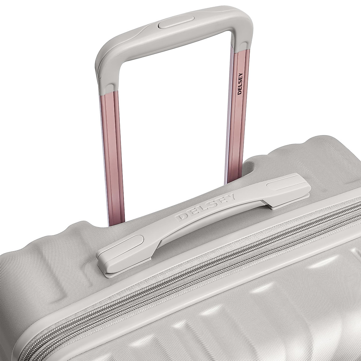 Delsey Paris Alexis Hardside 3-Piece Set, Expandable Luggage with 4 Spinner Wheels, Lightweight Suitcase, 21" Carry-On, 25" Checked Medium, 29" Checked Large, Silver/Rose Gold